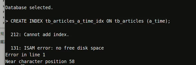 安装和创建实例都用的默认选项，但执行SQL语句时报错 131: ISAM error: no free disk space|GBASE社区|天津南大通用数据技术股份有限公司|GBASE-致力 ...